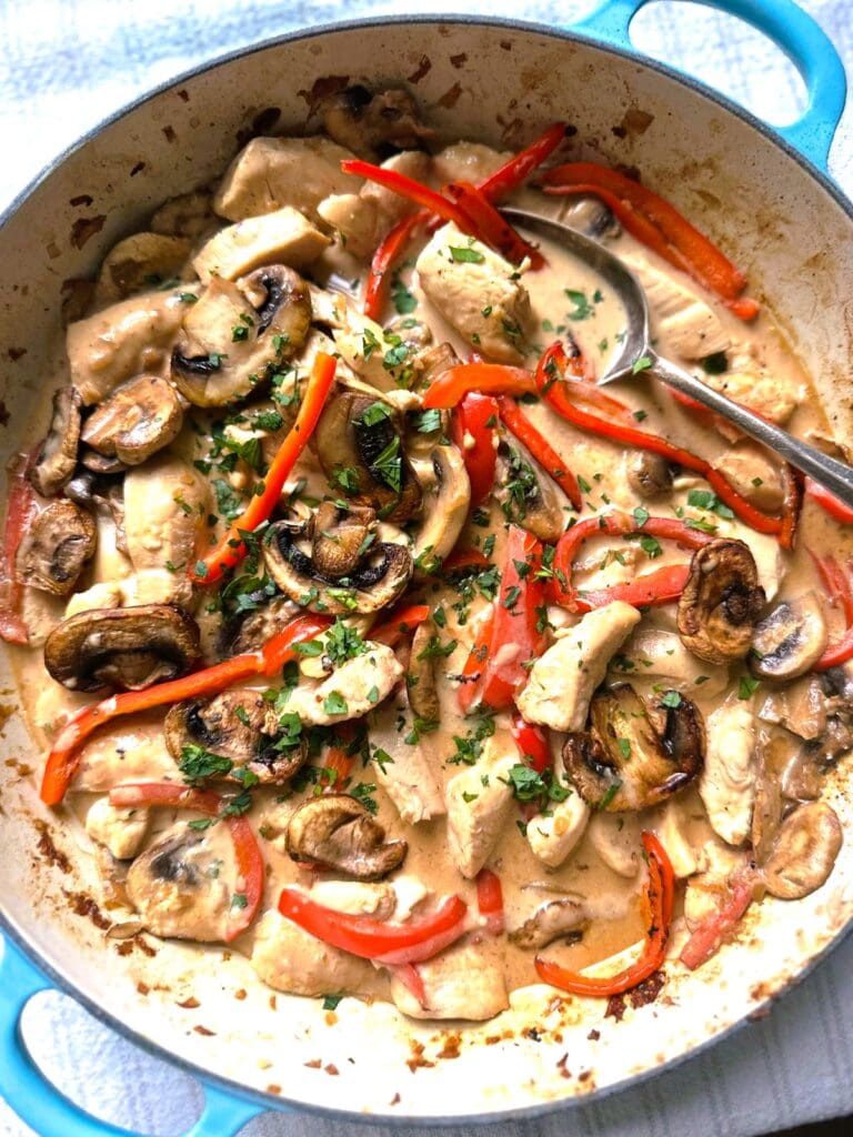 Easy Chicken Alexander Recipe with Mushrooms & Bell Peppers - The ...