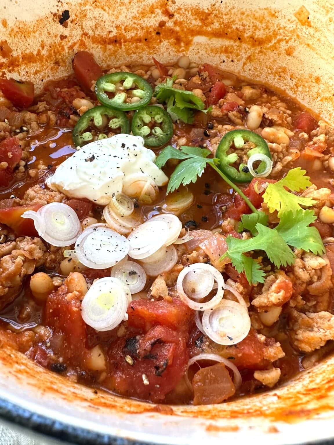 Easy Ground Pork Chili Recipe with White Beans - The Family Food Kitchen
